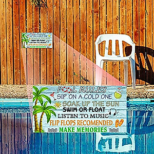Jacevoo Retro Wood Sign Pool Rules Hanging Sign Pool Patio Wall Decoration Outdoor Swimming Pool Decor Pool Sign 6x12 Inch