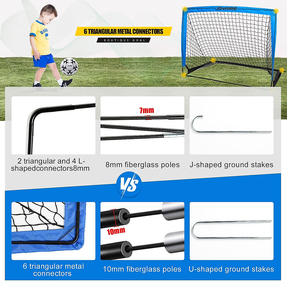 Soccer Goals for Backyard Set, Portable Kids Toddler Soccer Goal 2 of 4' x 3', Pop Up Soccer Net Soccer Training Equipment with Size 4 Soccer Ball, Carry Bag, Youth Games, Sports, Outdoor Play