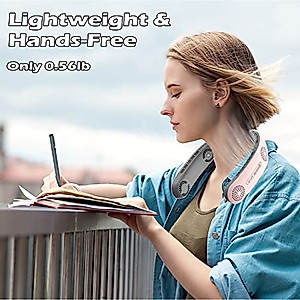 MSEVC Upgraded Neck Fan, Hand Free 4 Turbo Personal Fan 360°Adjustable Bladeless Fan Neck Wearable Cooling Fan USB Rechargeable with 6 Speeds for Women Men Camping Sports Travel Indoor