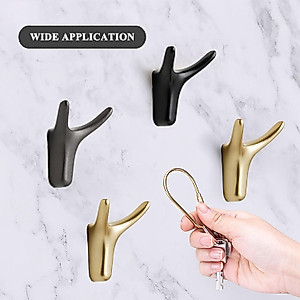 Mleuxvics 4 Packs Double Wall Hooks for Hanging Modern Gold, Heavy Duty Coat Hooks Robe Hooks Wall Mounted for Bathroom Bedroom Kitchen Hotel