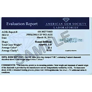 AGS Certified 1 Carat TW Diamond Three Stone Ring in 10K White Gold (K-L Color, I2-I3 Clarity)