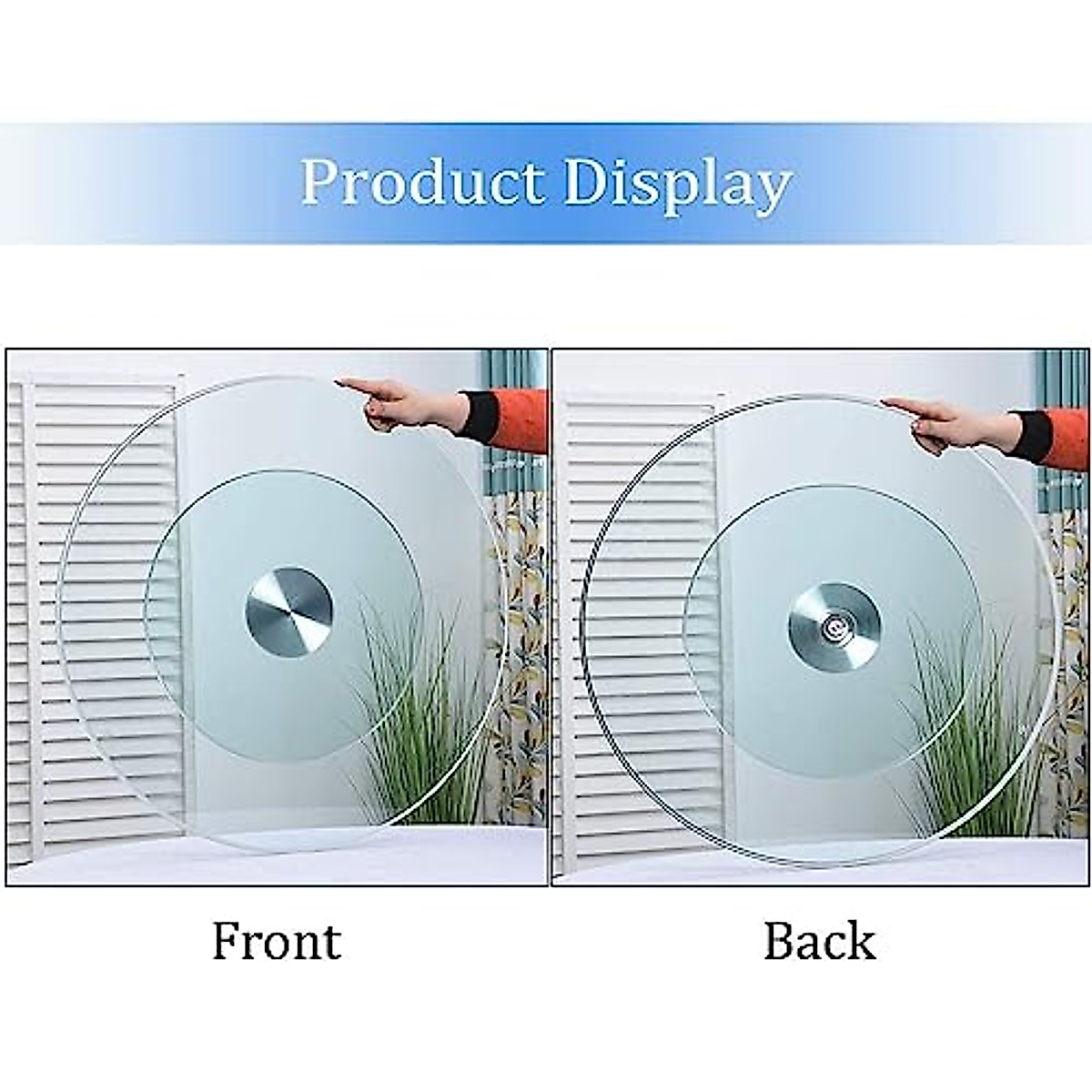 Yesbon Large Glass Lazy Susan Turntable Dining Table, Round Tempered Glass Turntable Swivel Tray Anti-tilt Spinning Dining Table Centerpiece, for Kitchen Dining, Parties,90cm