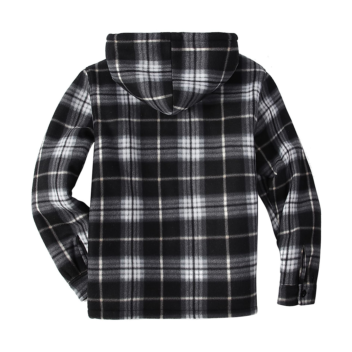 SCODI Men's Flannel Shirt Jacket Fleece Sherpa Lined Plaid Jackets Coat Full Zip Up Hoodie Winter Outwear Black White Large