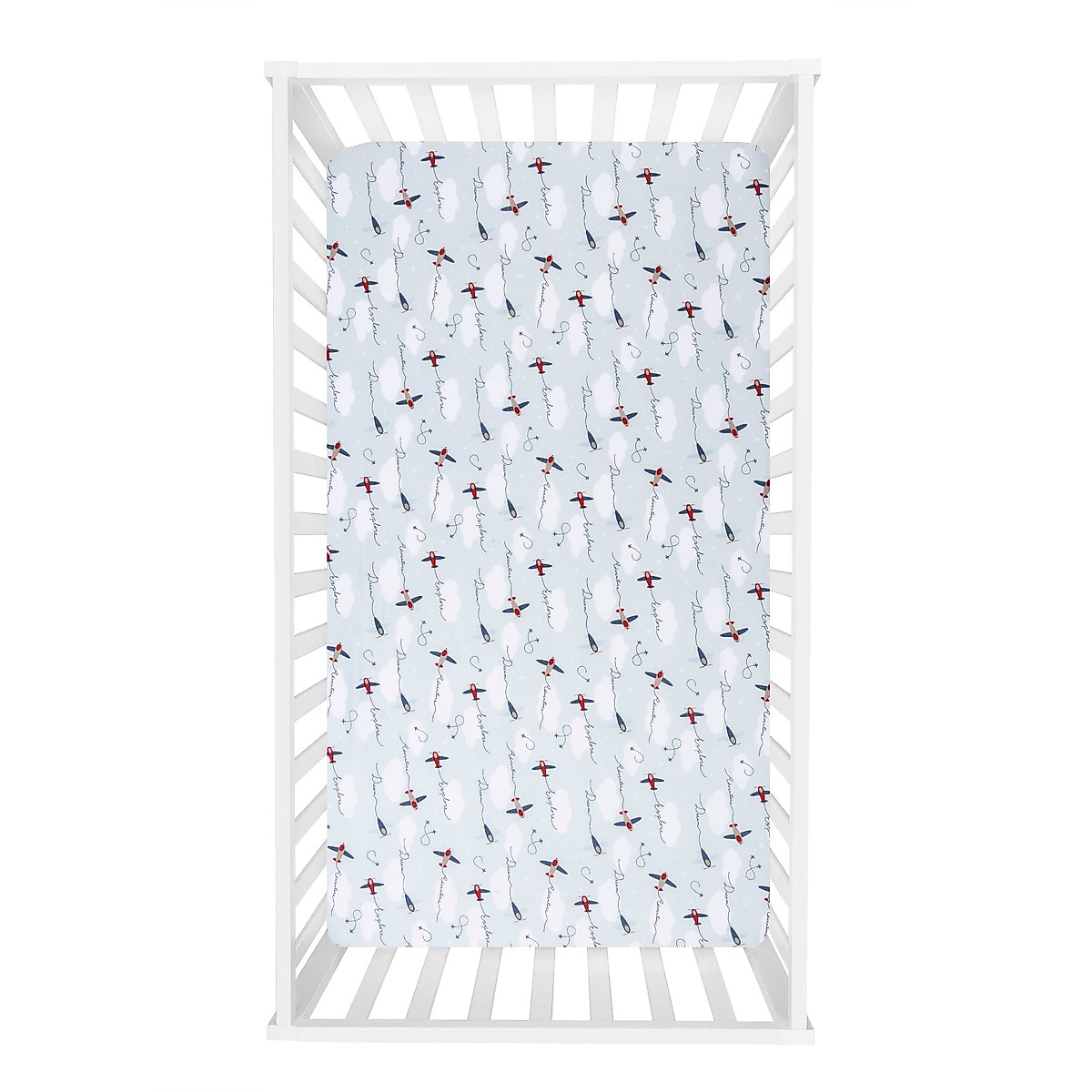 Sammy & Lou Adventure Awaits Air Traveler Breathable 3-Piece Baby Nursery Crib Bedding Set, Includes Quilt, Fitted Crib Sheet, and Crib Skirt