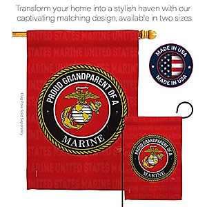 Breeze Decor Proud Grandparent House Flag Pack Armed Forces Marine Corps USMC Semper Fi United State American Military Veteran Retire Official Applique Garden Yard Gift Double-Sided, Made in USA