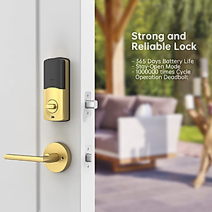 Smart Lock SMONET Bluetooth Keyless Entry Keypad Smart Deadbolt-Fingerprint Electronic Deadbolt Lock, Remote Ekeys Sharing, Easy to Install for Homes and Hotel Works with Alexa(Gateway Not Included)