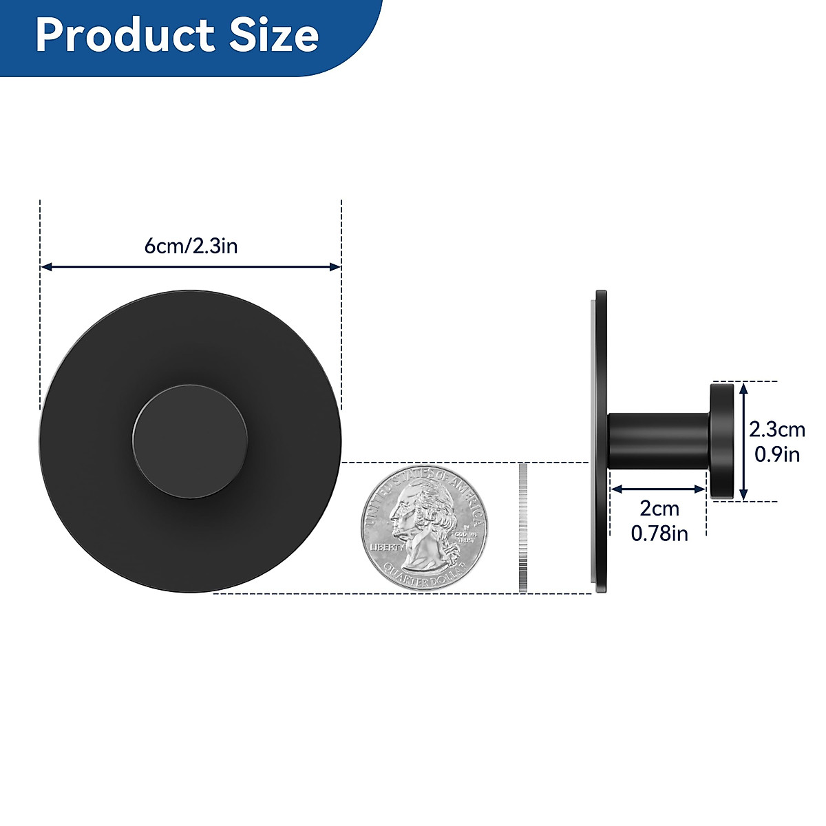 bussdis Multifunctional Towel Hooks for Bathroom Wall - Extra Sticky Stainless, Holds up to 12LB, Coat Hooks Wall Hooks, Adhesive Door Holder Hanger Shower Accessories, Matt Black Heavy Duty