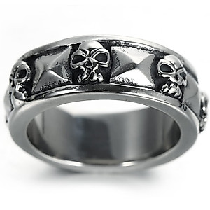 Jude Jewelers Stainless Steel Gothic Skull Biker Band Style Ring (Silver, 10)
