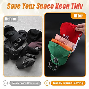 Sloworld Hat Stand for Baseball Caps, 2 Pcs No Install Acrylic Hat Organizer for 14 Baseball Caps, Hat Racks for Baseball Caps Display and Organizer for Bedroom, Closet, Dresser, Office (clear*2)