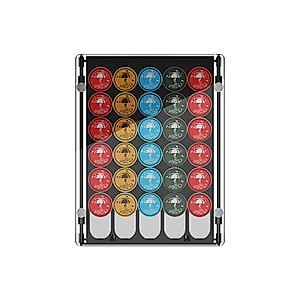 EVERIE Glass Top Coffee Pod Storage Organizer Drawer Holder Compatible with K Cup Pods, Holds 35 Pods, KP3501-BL