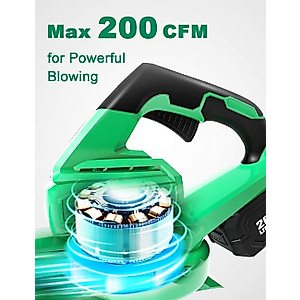 KIMO Cordless Leaf Blower - 200 CFM 170 MPH Battery-Operated Blower for Blowing Leaves, Snow Debris and Dust, 20V Electric Leaf Blower with 4.0Ah Battery and Charger for Yard| Patio| House |Jobsite