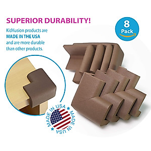 KidKusion Corner Cushion | Made in USA | Brown | 8 Pack | Furniture and Corner Protector