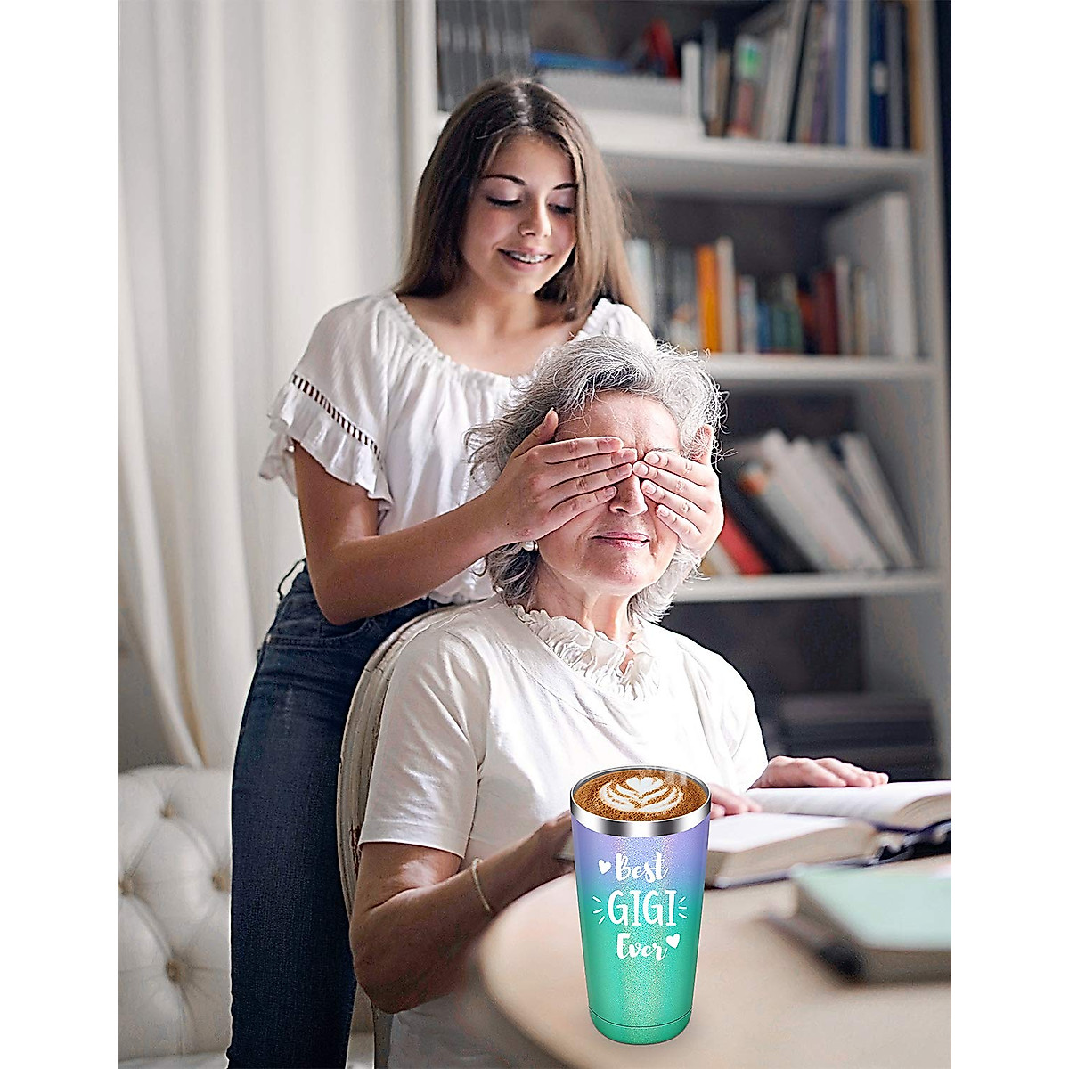 KOOLDRINK Best Gigi Ever-Grandma Gifts from Granddaughter Grandson Mothers Day Birthday Christmas Gifts for Nana,Mimi,Soon to be Gigi,Stainless Steel Insulated Grandmother Mug Cup 20Ounce Multicolor