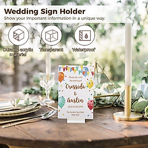 Lnrueg 24 PCS Acrylic Stands, Clear Place Card Holders, Durable Wedding Sign Holders, Table Number Card Stands with Card Slot, Name Card Display Stands for Restaurant Exhibition