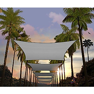 Amgo 12' x 16' Grey Rectangle Sun Shade Sail Canopy Awning, 95% UV Blockage, Water & Air Permeable, Commercial and Residential, for Patio Yard Pergola, 5 Years Warranty (Available for Custom Sizes)