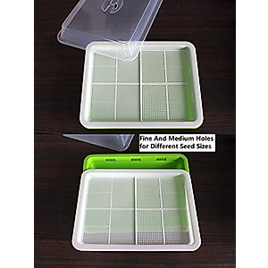 2 Pack of BPA Free Home Microgreen Soilless Hydroponics Seed Sprouter Grow Tray with Cover + Free Spray Bottle and 20 Sheets Growing Paper