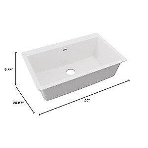 Elkay Quartz Classic ELGR13322WH0 White Single Bowl Top Mount Sink