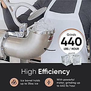 Tartle Kitchen - Stainless Steel Dual Blade Ice Shaver Snow Cone Maker Machine - Summer Parties & Refreshing Treats - Durable Easy to Use & Clean - Ideal for Catering, Restaurant & Commercial Kitchens