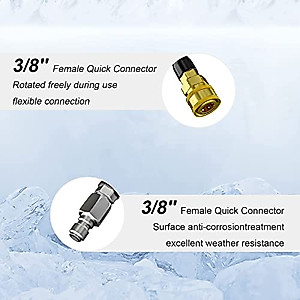 POHIR Pressure Washer Whip Hose 10 FT, Adapter Set 8 Pack, 2 Different M22-14 Swivel to 3/8'' Male and Female Quick Connect, 3/4" Brass Garden Hose Quick Release Connector M22 15/14mm to 14mm Fitting