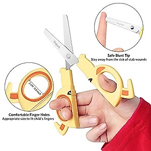 Asdirne Scissors For Kids, Blunt Scissors, Small School Student Craft Scissors, Sharp Stainless Steel Blades Safety, Cute Animal Shapes, 5 inch, 4pack