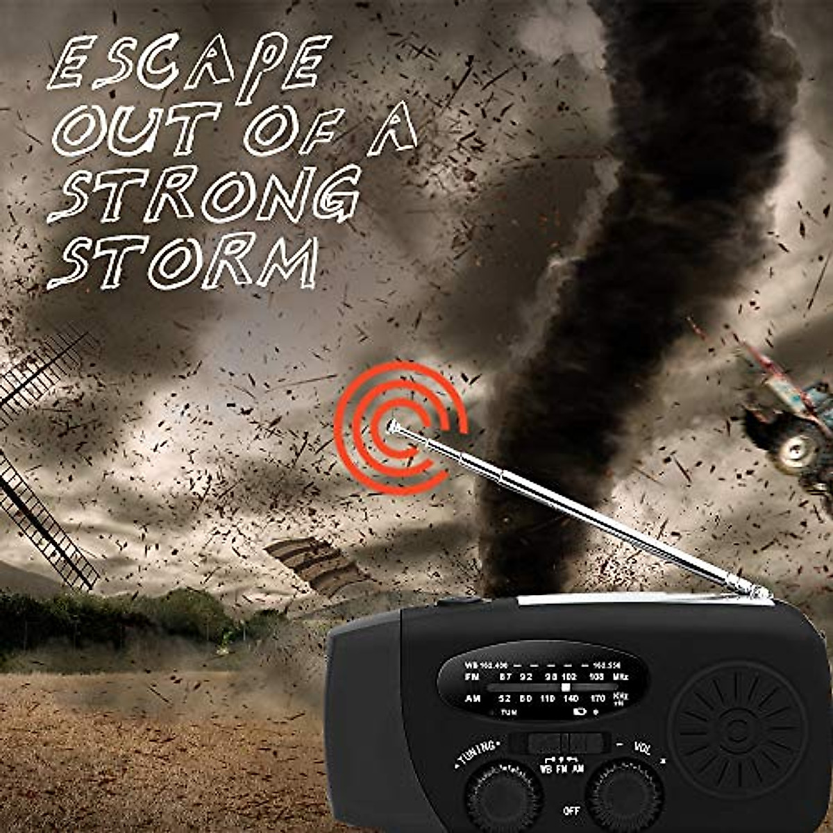 Upgraded Emergency Solar Weather Radio Hurricane Supplies Earthquake Kit Hand Crank Self Powered AM/FM/WB NOAA Wind up Survival Radios LED Flashlight 1000mAh Power Bank for iPhone Smart Phone