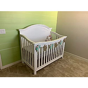 Evolur Belmar Curve 5-in-1 Convertible Crib in Weathered White, Greenguard Gold Certified, Features 3 Mattress Height Settings, Crafted from Hardwood, Wooden Nursery Furniture