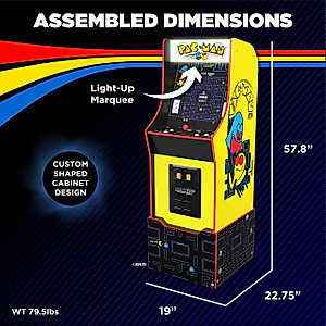 Arcade1UpBandai Namco Entertainment Legacy Edition Arcade Machine, 4-Foot —12-in-1 Pac-Man Arcade Game Machine for Home, 17” Color LCD Screen —Includes Custom Arcade Game Riserand Light-Up Marquee