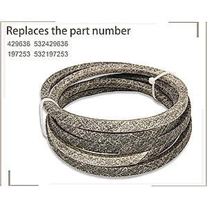 429636 197253 Mower Belt, Lawn Mower 42'' Deck Drive Belt, Compatible for Craftsman Husqvarna AYP Poulan 429636 197253 532197253 532429636, for John Deere M84136 M87323 1/2"X102"(0.5"x102")