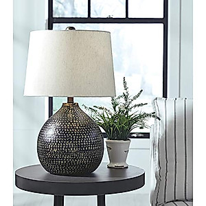 Signature Design by Ashley Maire Contemporary 25" Metal Table Lamp, Black & Gold Finish