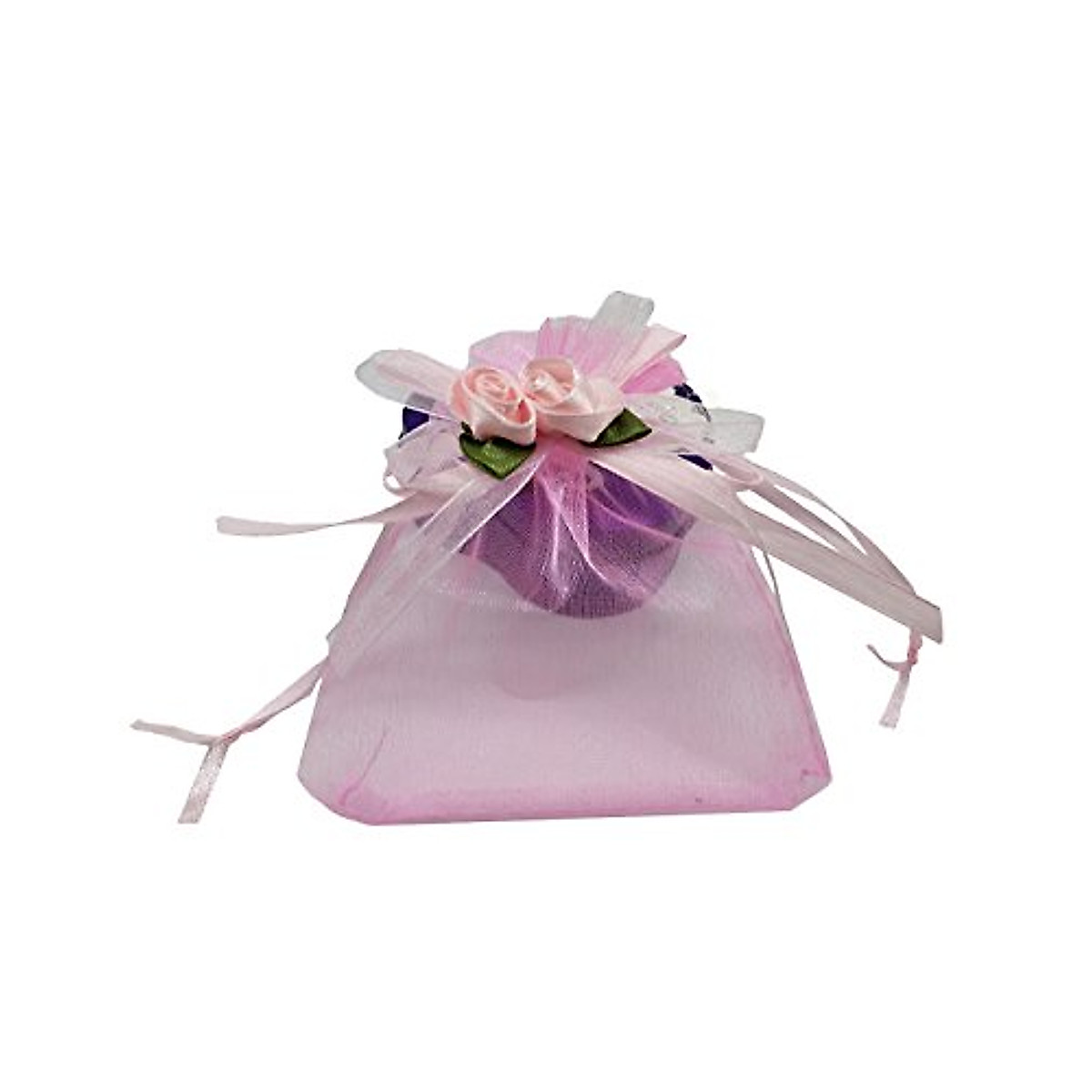 Ankirol 50pcs Sheer Organza Favor Bags for Wedding 3.8x4.8'' Gift Bags Samples Display Drawstring Rose Pouches (Pink)