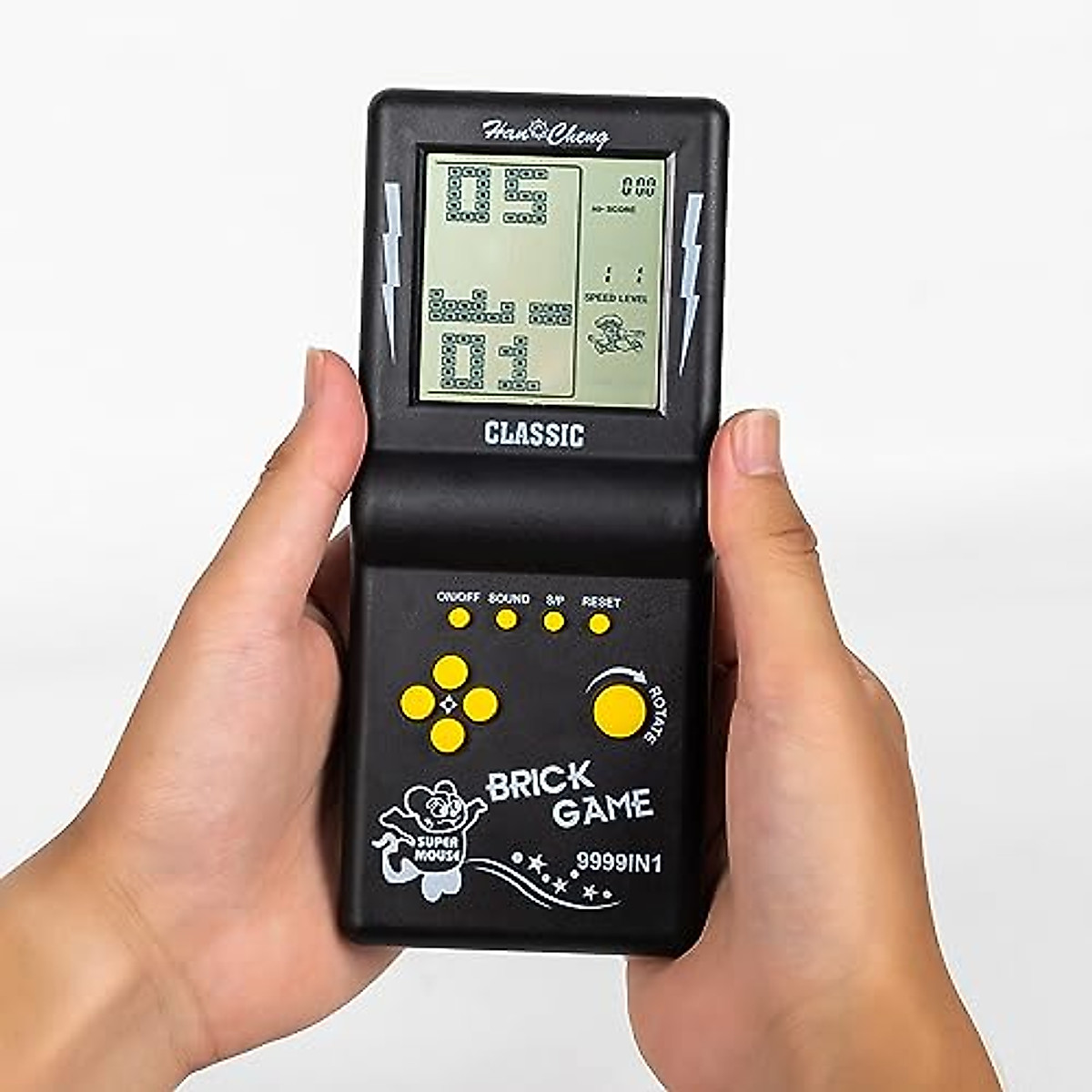 Desyeryamimi 3 Pcs Black Handheld Brick Game Console,3.5-inch Large Screen Back to School Handheld Building Block Tank Racing Electronic Game,Build in 23 Classic Games for Adults or Kids (3 Pcs Tetri)