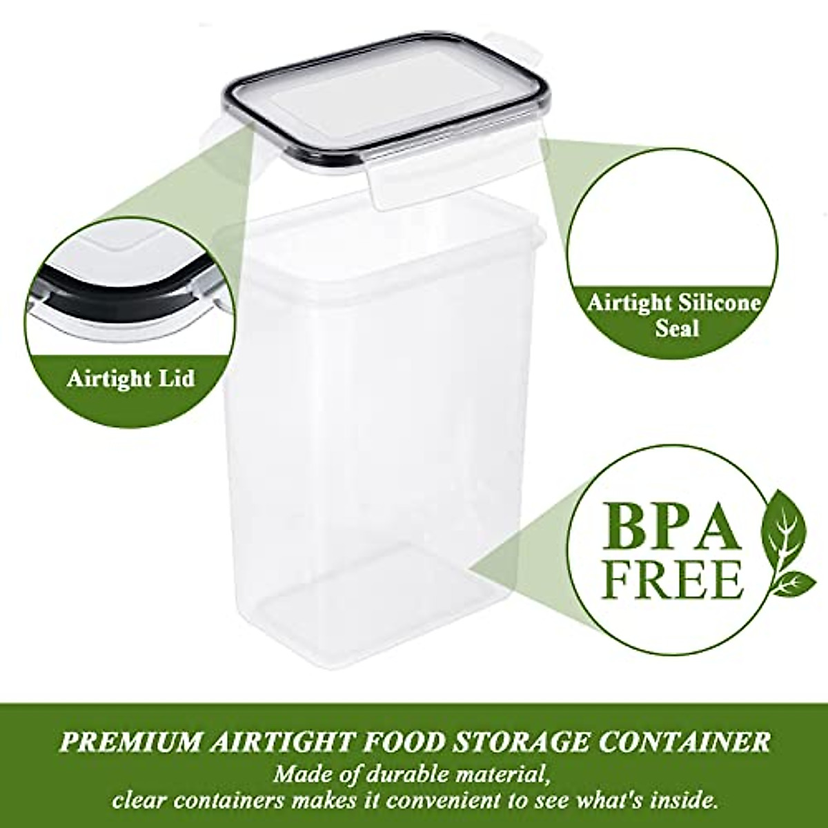 Airtight Food Storage Containers Set, 8 Pcs BPA Free Cereal Storage Containers with Lids Airtight, Storage Containers for Food and Sugar, Kitchen Pantry Organization and Storage