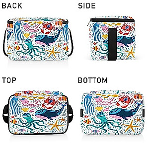 Jellyfish Whale Octopus Lunch Bags for Women Men 9 Cans, Hot & Cold Food Delivery Bag Insulated Grocery Bag Insulated Lunch Box Marine Inhabitants Cooler Bag for Office Work Picnic Beach