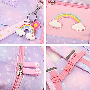 Godchoices Rainbow Backpack for Girls, Large Capacity School Laptop Backpacks Preschool Kindergarten Bookbag Casual Travel Backpack