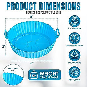 Nuova Era 2-Pack Air Fryer Silicone Pot for 3 to 5 QT, Air Fryer Silicone Liners, Air Fryer Accessories, Reusable Silicone Bowl for Baking, Air Fryer Basket, Air Fryer Basket for Oven