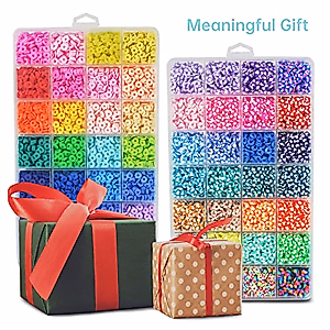Gugull 14760pcs Clay Beads for Bracelet Making kit 56 Color Flat Heishi Beads for Jewelry Making