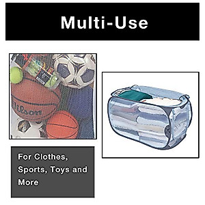 Smart Design Mesh Pop Up Flip Laundry Hamper and Basket - Handles and Side Zipper - Durable Fabric Collapsible Design - Clothes, Toys - Home - Holds 3 Loads - 15 x 25 Inch - Teal