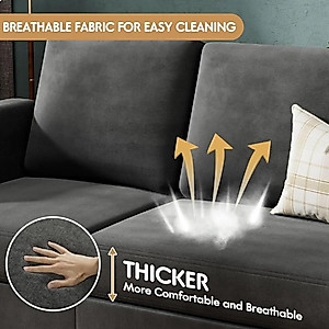 FANCUF Sofa with Linen Fabric Sectional Sofa Couch Movable Small Couch for Small Apartments Living Room Home, As show