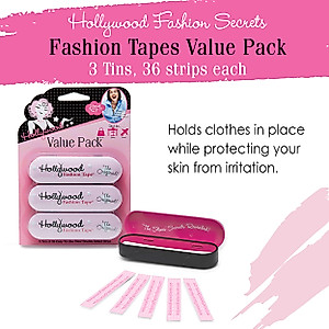 Hollywood Fashion Secrets Medical Quality Double-Stick Apparel Tape, 3 tins x 36 Strips Value Pack