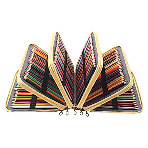 Shulaner 250 Slots Colored Pencil Case Organizer with Zipper Large Capacity Pen Holder Bag for Artist Yellow Flower