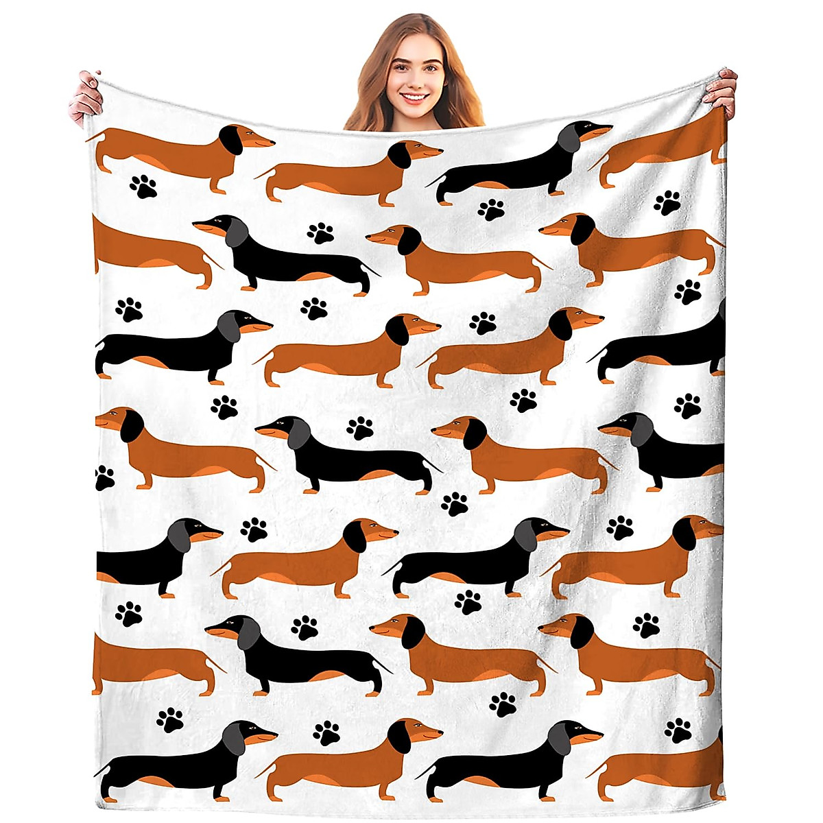 Dachshund Throw Blanket Bedding Super Soft Warm Flannel Blankets for Kids Adults Bedroom Living Room Sofa 80"x60"