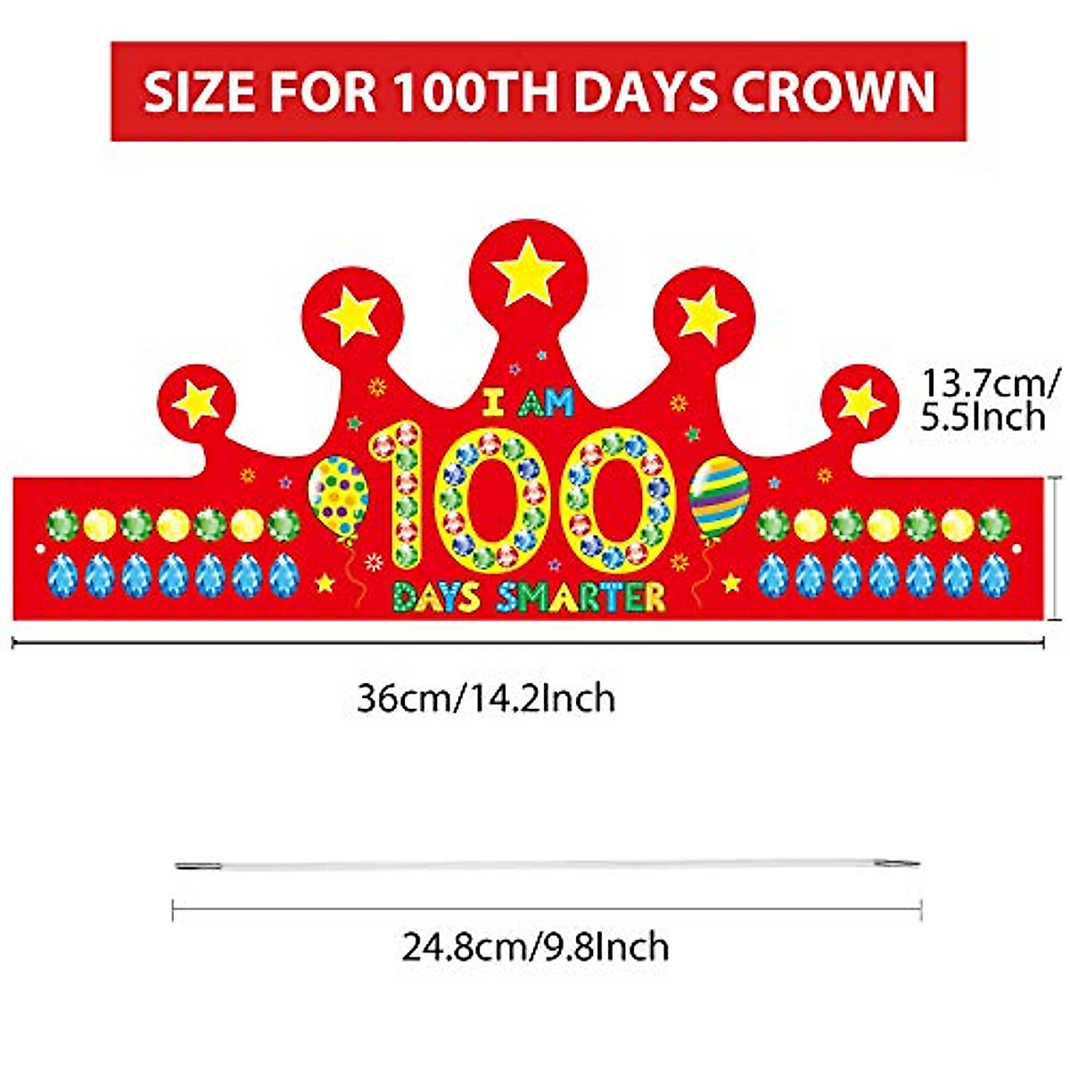 35 Pieces 100 Days Paper Crowns, 100th Day of School Celebration Paper Crown Party Hat with I am 100 Days Smarter Printed, for Classroom School Decor