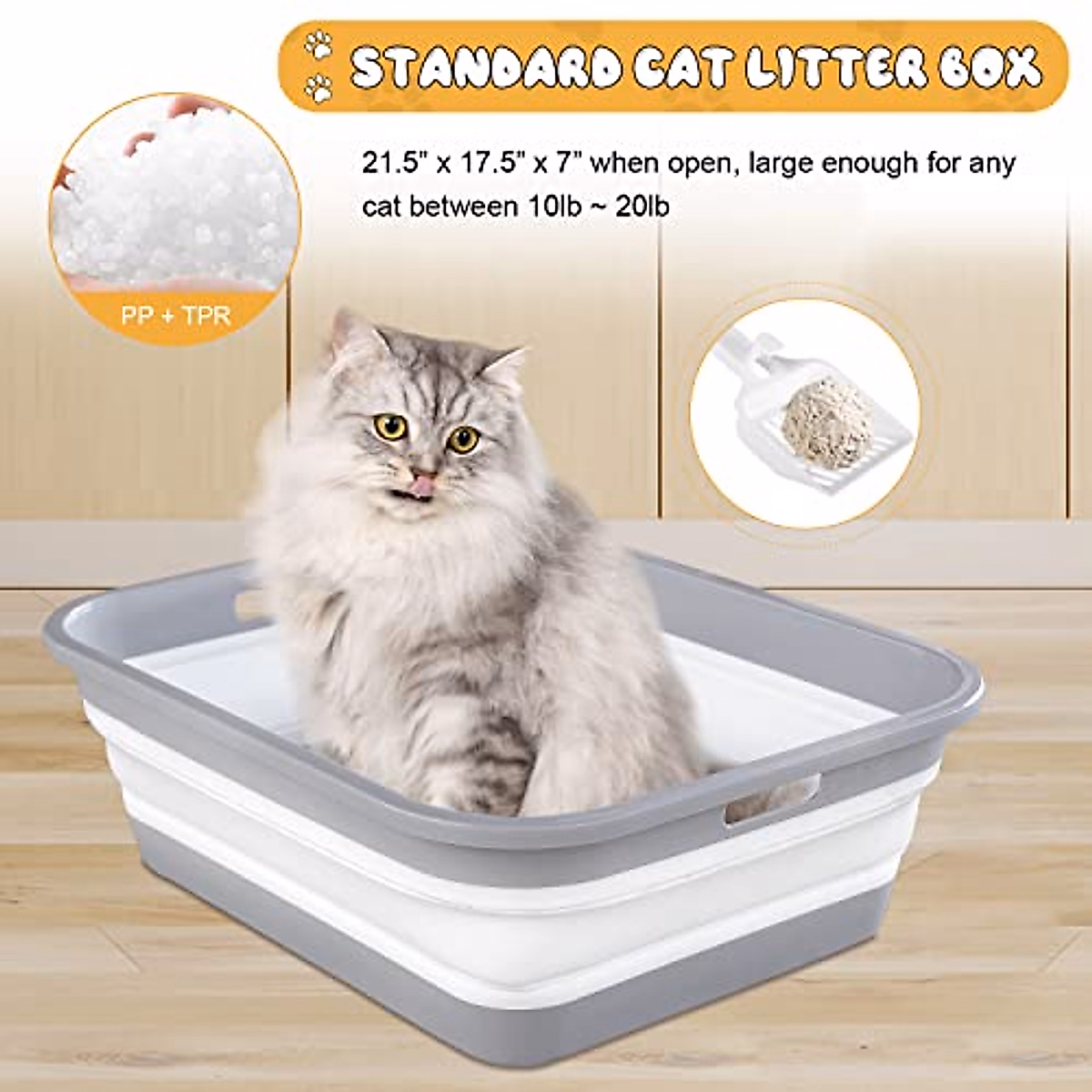 Maohegou Senior Three Legged Arthritic Low Entry Open Cat Litter Box for Sick Frail Handicap Disabled Cats, Older Elderly Corner Cat Litter Box (one Pack)