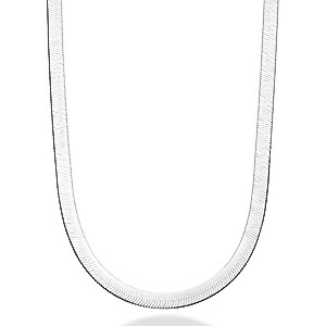 Miabella 925 Sterling Silver Italian Solid 7mm Flat Herringbone Chain Necklace for Women, Made in Italy (Length 20 Inches)