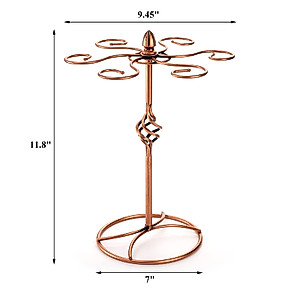 Okllen 2 Pack Scrollwork Wine Glass Rack with 6 Hooks, Metal Stemware Holder Stand Freestanding Wine Glass Holder Display Rack for Tabletop, Bar Countertop, Air Drying, Kitchen Home Storage, Bronze