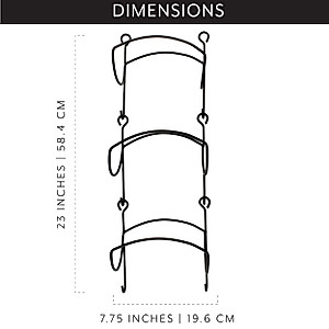 AuldHome Wall Mounted Wine Rack; Black Wrought Iron Storage Organizer for Bottles or Towels