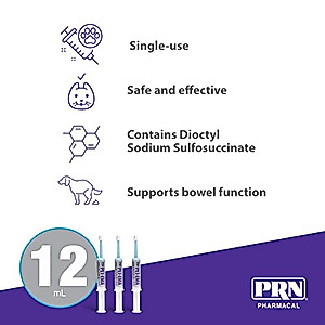 PRN Pharmacal PetEma - Disposable Single Use Enema for Dogs & Cats - Rectally Administered Gel Containing Lubricant, Laxative & Stool Softener - with Glycerin & Sorbic Acid - 12 mL Syringe - 3 Pack
