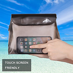 HEETA Waterproof Dry Bag for Women Men Transparent Black 5L Bundle with 2-Pack Waterproof Pouch with Waist Strap