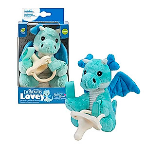 Dr. Brown's Baby Lovey Pacifier & Teether Holder, Dragon with Ecru HappyPaci, 100% Silicone, 0-6m