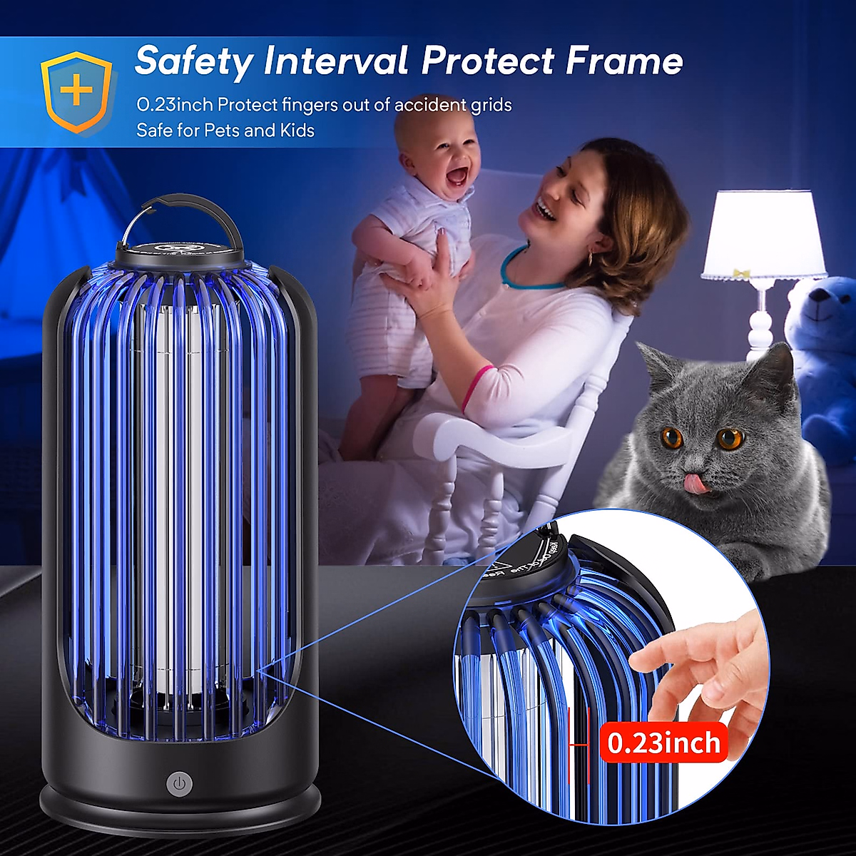 Bug Zapper for Indoor Outdoor, Rechargeable Mosquito Zapper with 3600V High Powered, Electric Pest Control Insect Fly Zapper Can Attract Gnats, Mosquitoes, Flies, Moths for Home, Patio (Purple)